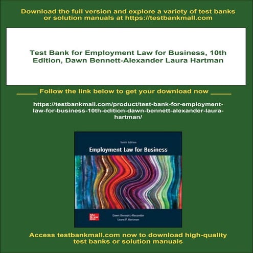 Test Bank for Employment Law for Business, 10th Edition, Dawn Bennett ...