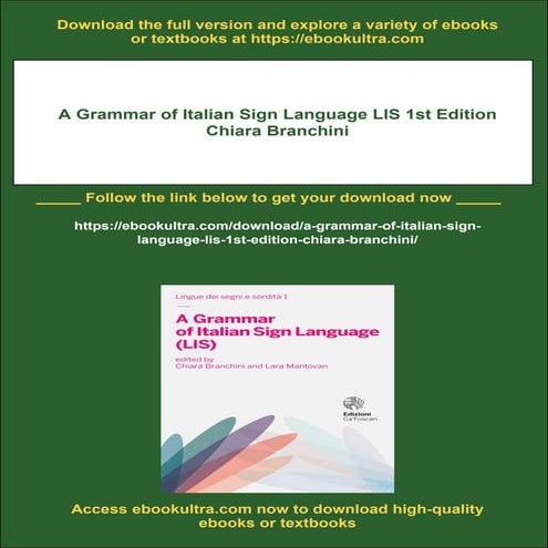 A Grammar of Italian Sign Language LIS 1st Edition Chiara Branchini | PDF