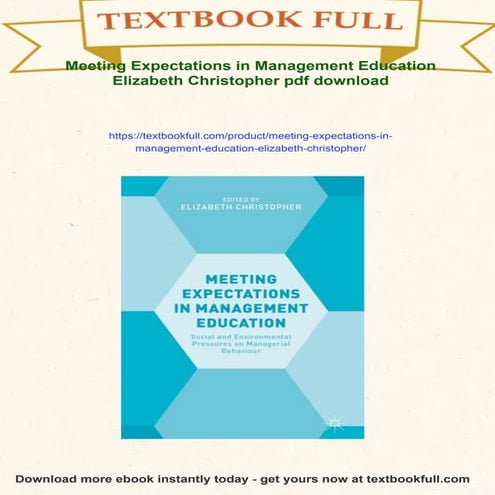 Meeting Expectations in Management Education Elizabeth Christopher | PDF