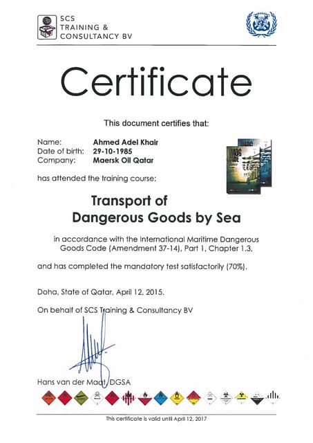 IMDG Certificate 2 valid | PDF