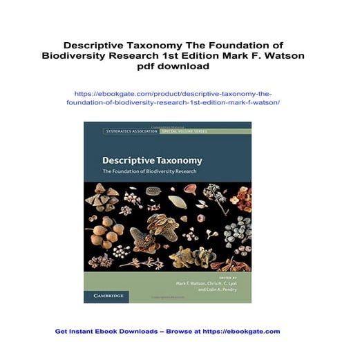 Descriptive Taxonomy The Foundation of Biodiversity Research 1st ...