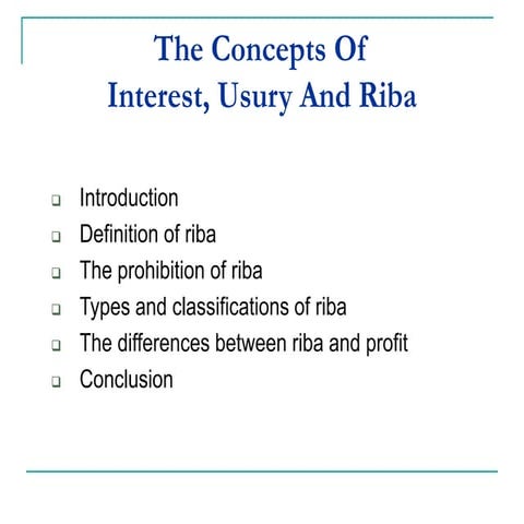 Concept Of Riba in Islamic Muamalah Maliyah | PPT