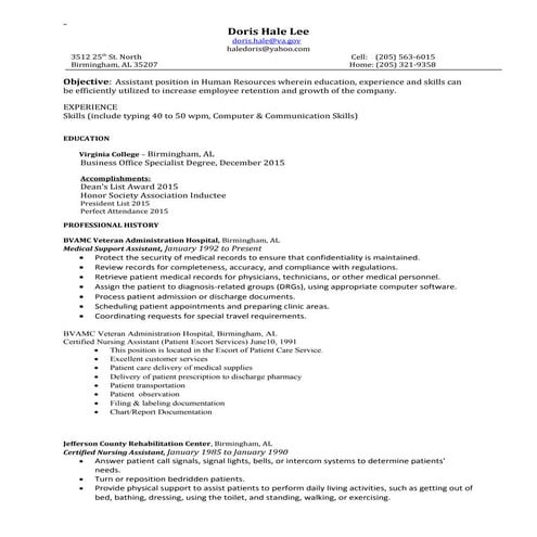 Doris Hale Resume | PDF