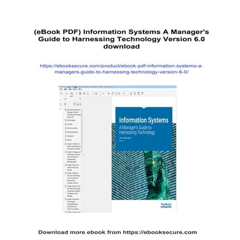 (eBook PDF) Information Systems A Manager's Guide to Harnessing Technology Version 6.0 | PDF