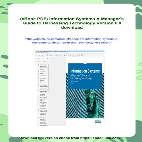 (eBook PDF) Information Systems A Manager's Guide to Harnessing Technology Version 6.0 | PDF