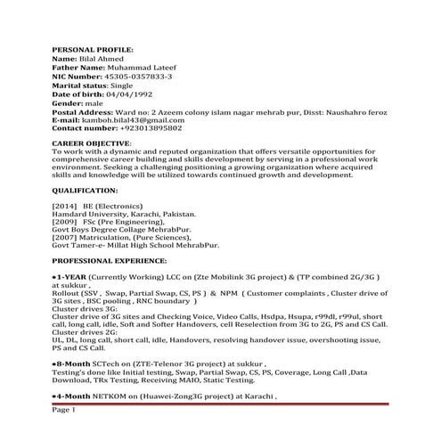 bilal ahmed CV | DOC