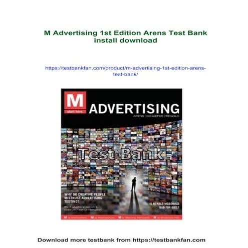 M Advertising 1st Edition Arens Test Bank | PDF