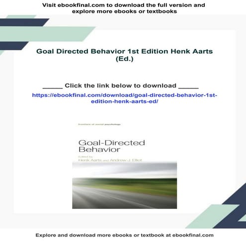 Goal Directed Behavior 1st Edition Henk Aarts (Ed.) | PDF