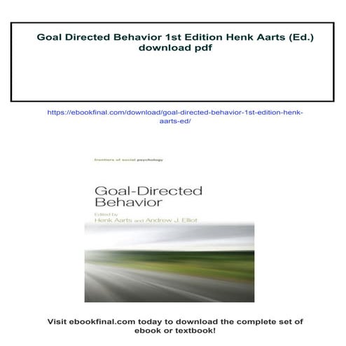 Goal Directed Behavior 1st Edition Henk Aarts (Ed.) | PDF