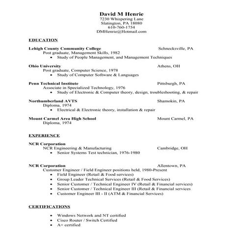 David M Henrie-resume (2) | DOC
