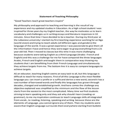 Statement of Teaching Philosophy | PDF