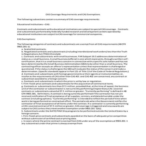 CAS Coverage Requirements and CAS Exemptions | PDF