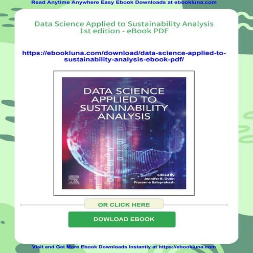 Data Science Applied to Sustainability Analysis Jennifer B. Dunn | PDF