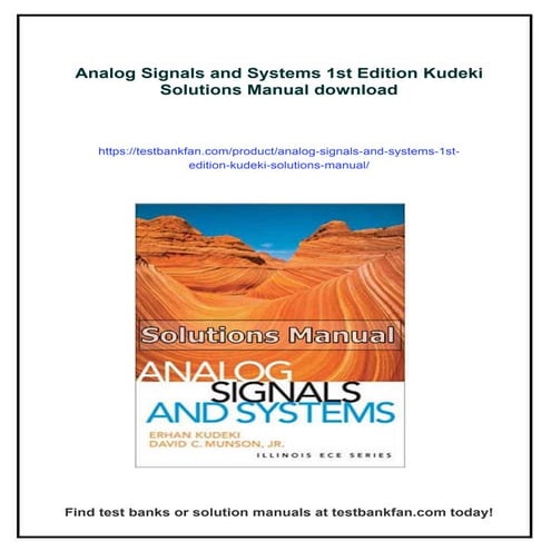 Analog Signals and Systems 1st Edition Kudeki Solutions Manual | PDF
