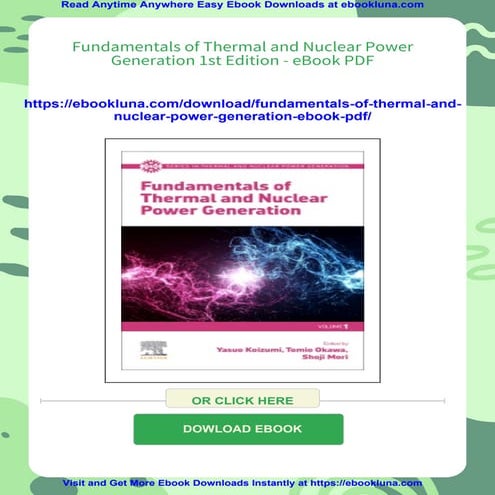 Fundamentals of Thermal and Nuclear Power Generation 1st Edition - eBook PDF | PDF