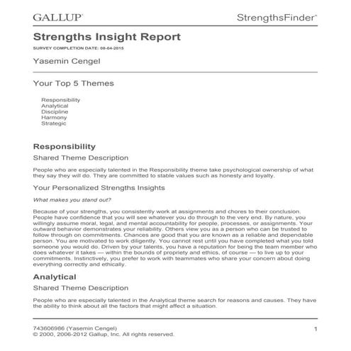 Clifton strengths 34 report | PDF