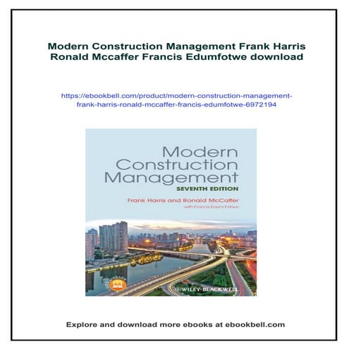 Modern Construction Management Frank Harris Ronald Mccaffer Francis ...