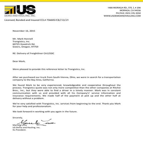 US Demo -Testimonial Letter | PDF