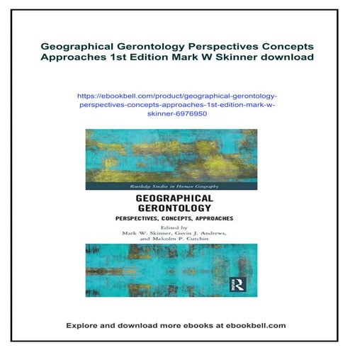 Geographical Gerontology Perspectives Concepts Approaches 1st Edition ...