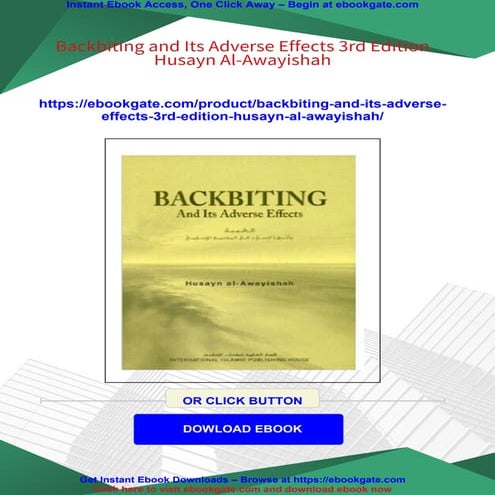 Backbiting and Its Adverse Effects 3rd Edition Husayn Al-Awayishah | PDF