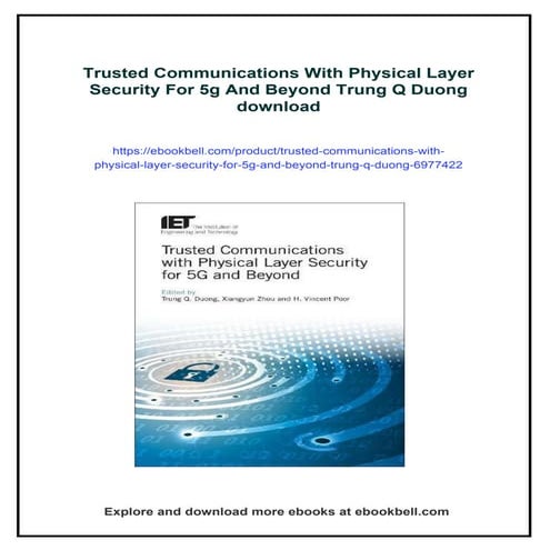 Trusted Communications With Physical Layer Security For 5g And Beyond Trung Q Duong Pdf