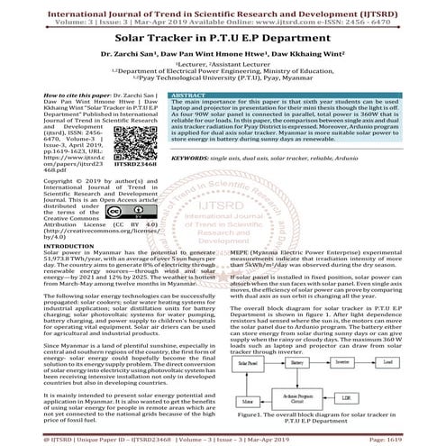 Solar Tracker in P.T.U E.P Department | PDF