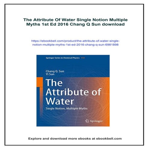 The Attribute Of Water Single Notion Multiple Myths 1st Ed 2016 Chang Q ...
