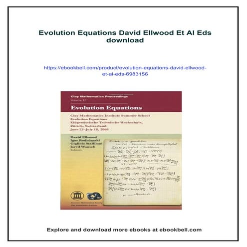 Evolution Equations David Ellwood Et Al Eds | PDF