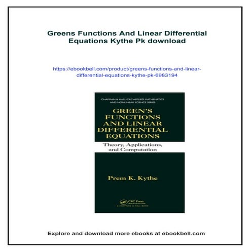 Greens Functions And Linear Differential Equations Kythe Pk | PDF