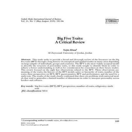 Big Five Traits | PDF