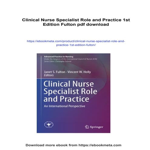 Clinical Nurse Specialist Role and Practice 1st Edition Fulton | PDF