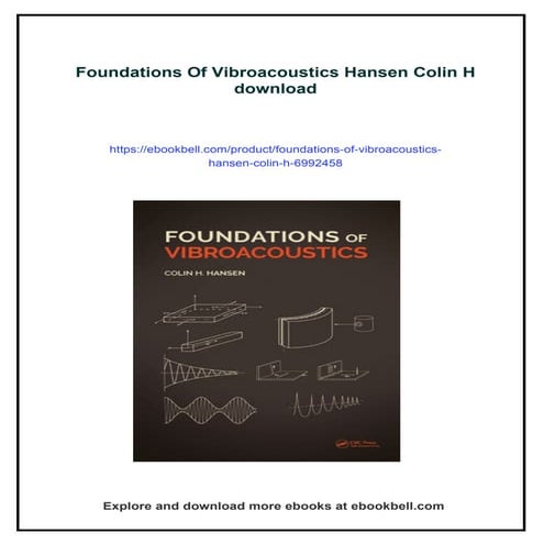 Foundations Of Vibroacoustics Hansen Colin H | PDF