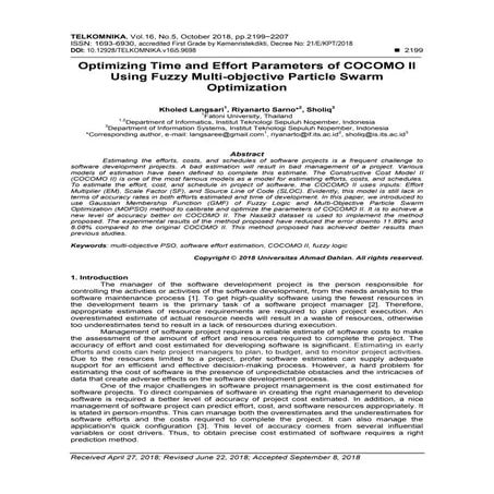 Optimizing Time And Effort Parameters Of Cocomo Ii Using Fuzzy Multi Objective Particle Swarm