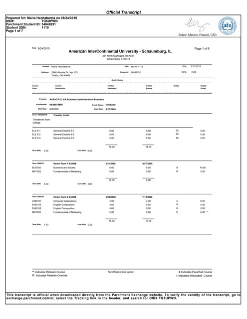 TCC Transcript | PDF