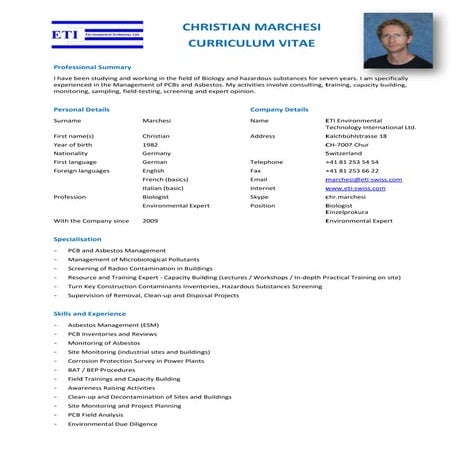 CV and Profile Christian Marchesi | PDF