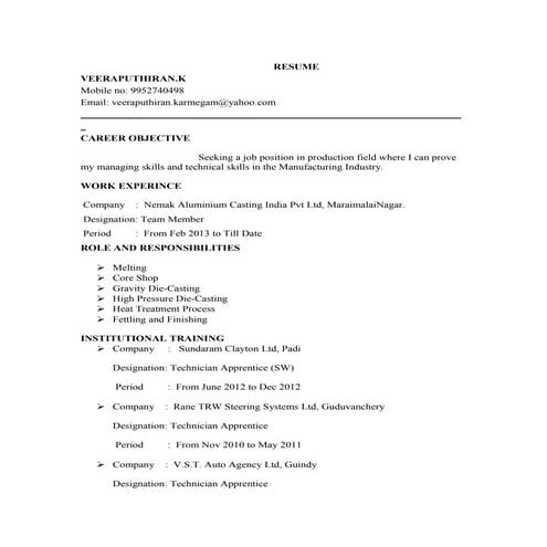 Veera_Resume | DOC | Careers