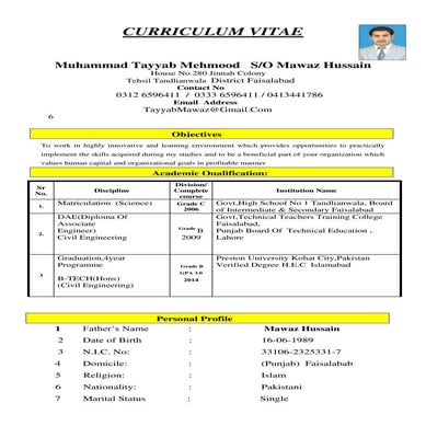 CV Muhammad Tayyab Mehmood pdf | PDF