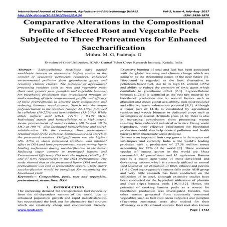 Comparative Alterations In The Compositional Profile Of Selected Root