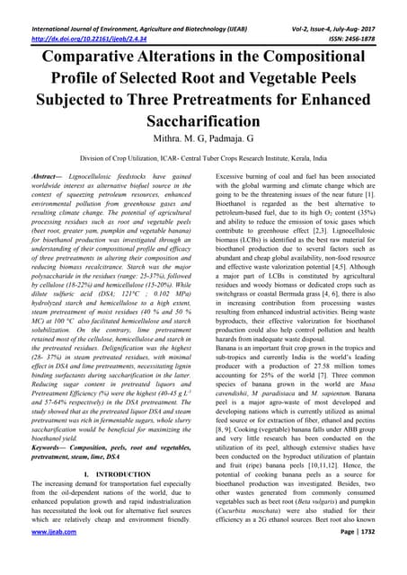 Comparative Alterations In The Compositional Profile Of Selected Root