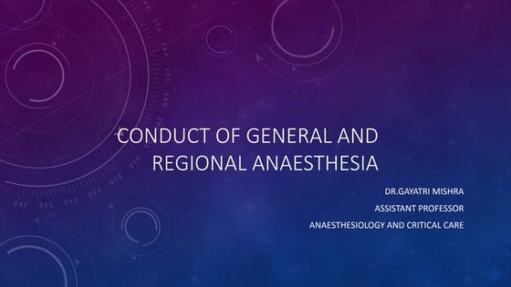 Local & regional anaesthesia | PPT