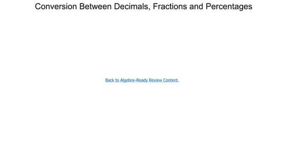 Fractions, Decimals, and Percents | PPT