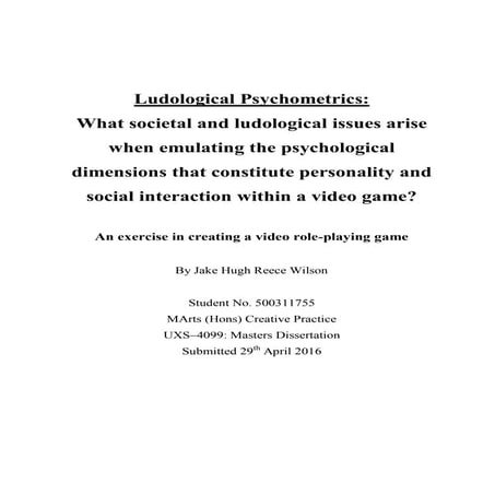 Ludological Psychometrics | PDF