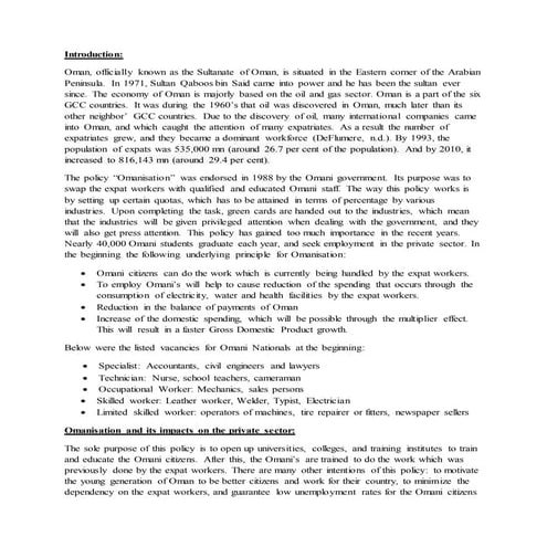 Omanization of the private sector | DOCX