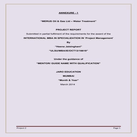 The 2nd project represents Project Management specialization as a whole ...