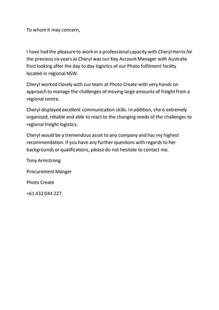 Accenture Letter of Reference