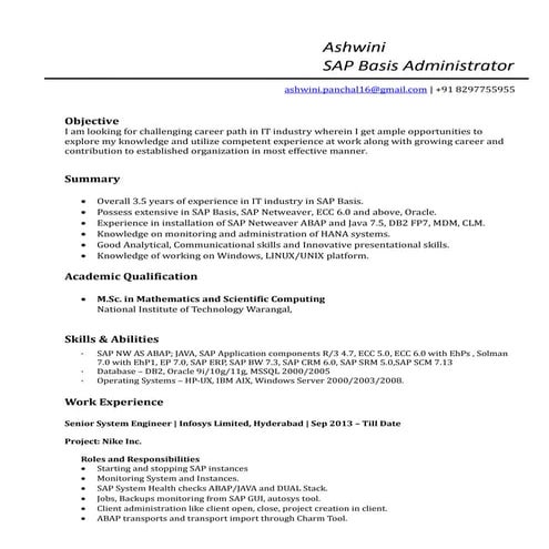 Sap CV | DOCX