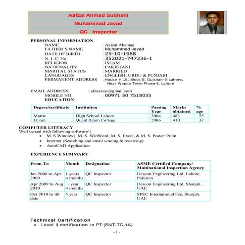Afzal(Qc) | DOC | Chemistry | Science