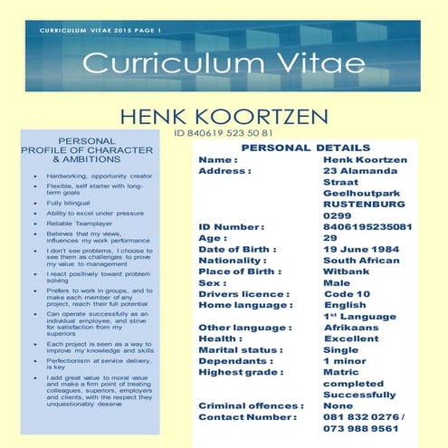 Henk Koortzen CV Updated | DOCX