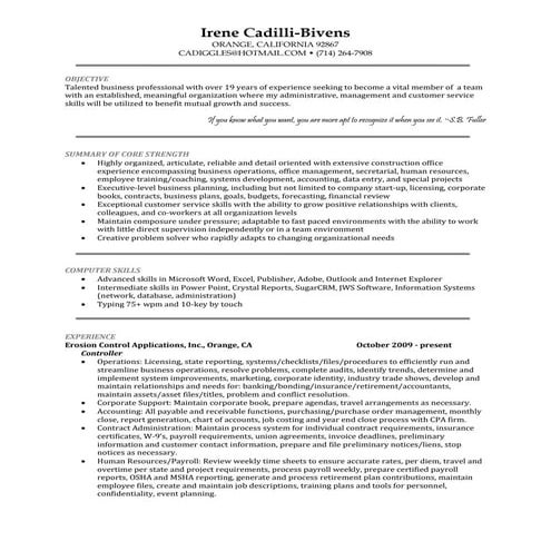 Irene Cadilli-Bivens Resume 2016 | PDF