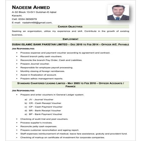 Nadeem CV | DOC | Business Accounting & Finance | Business
